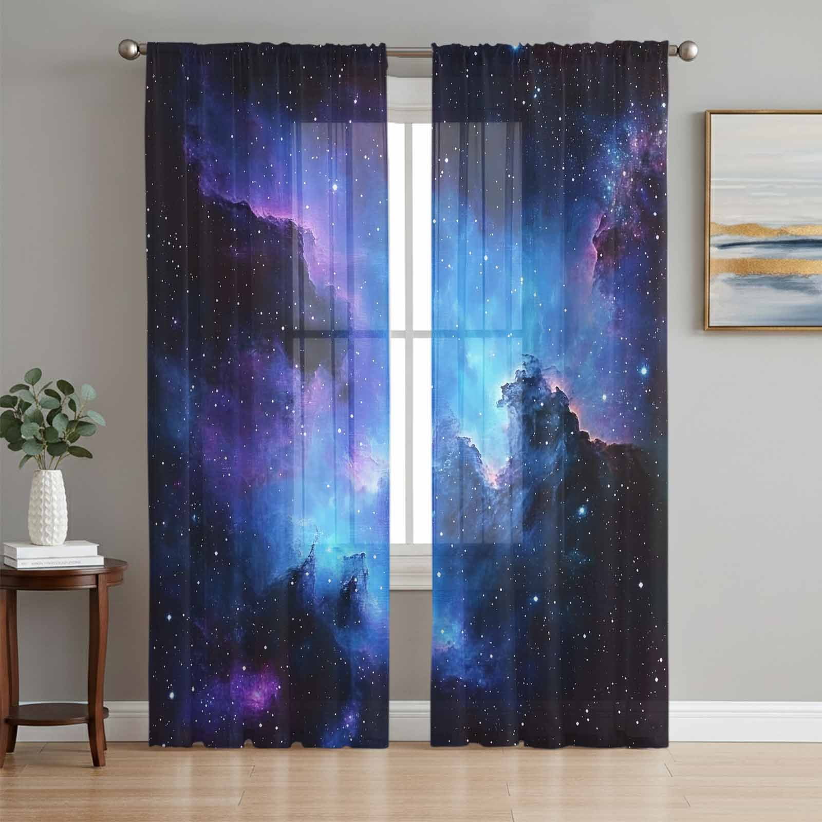 Blue Purple Sky Sheer Curtains 72 Inch Length 2 Panels Set, Modern ...