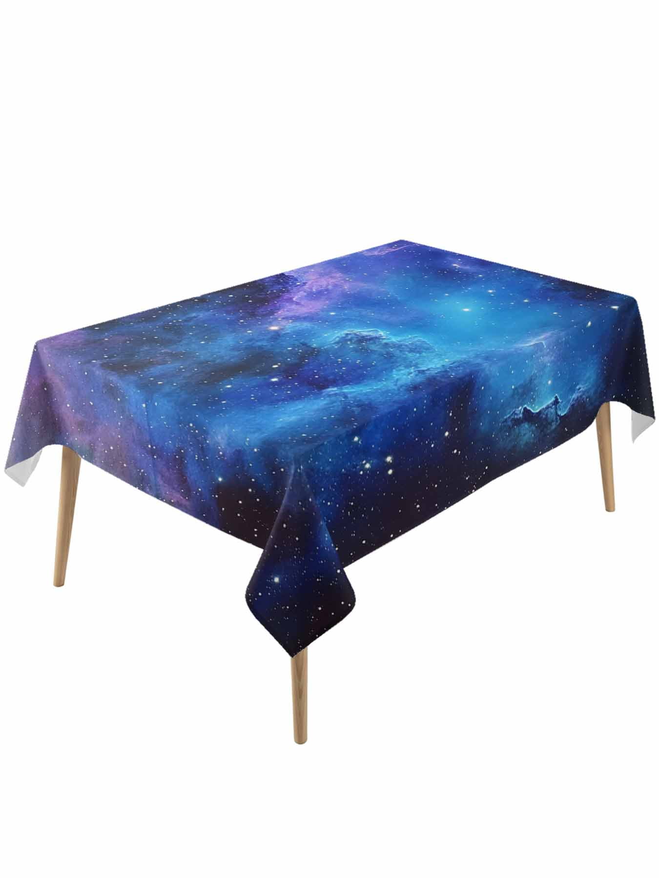 Blue Purple Sky Table Cloth, Abstract Modern Stars Space Waterproof ...
