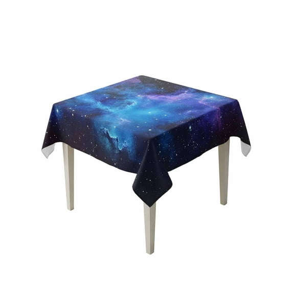 Blue Purple Sky Table Cloth, Abstract Modern Stars Space Waterproof ...