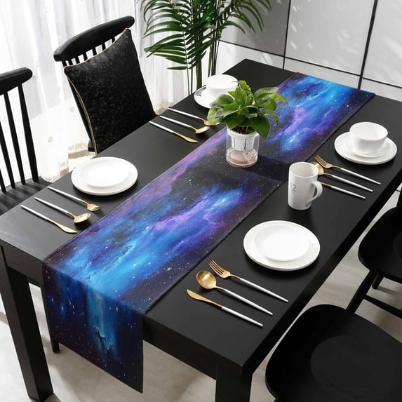 Blue Purple Sky Table Runner 36 Inches Small, Abstract Modern Stars ...