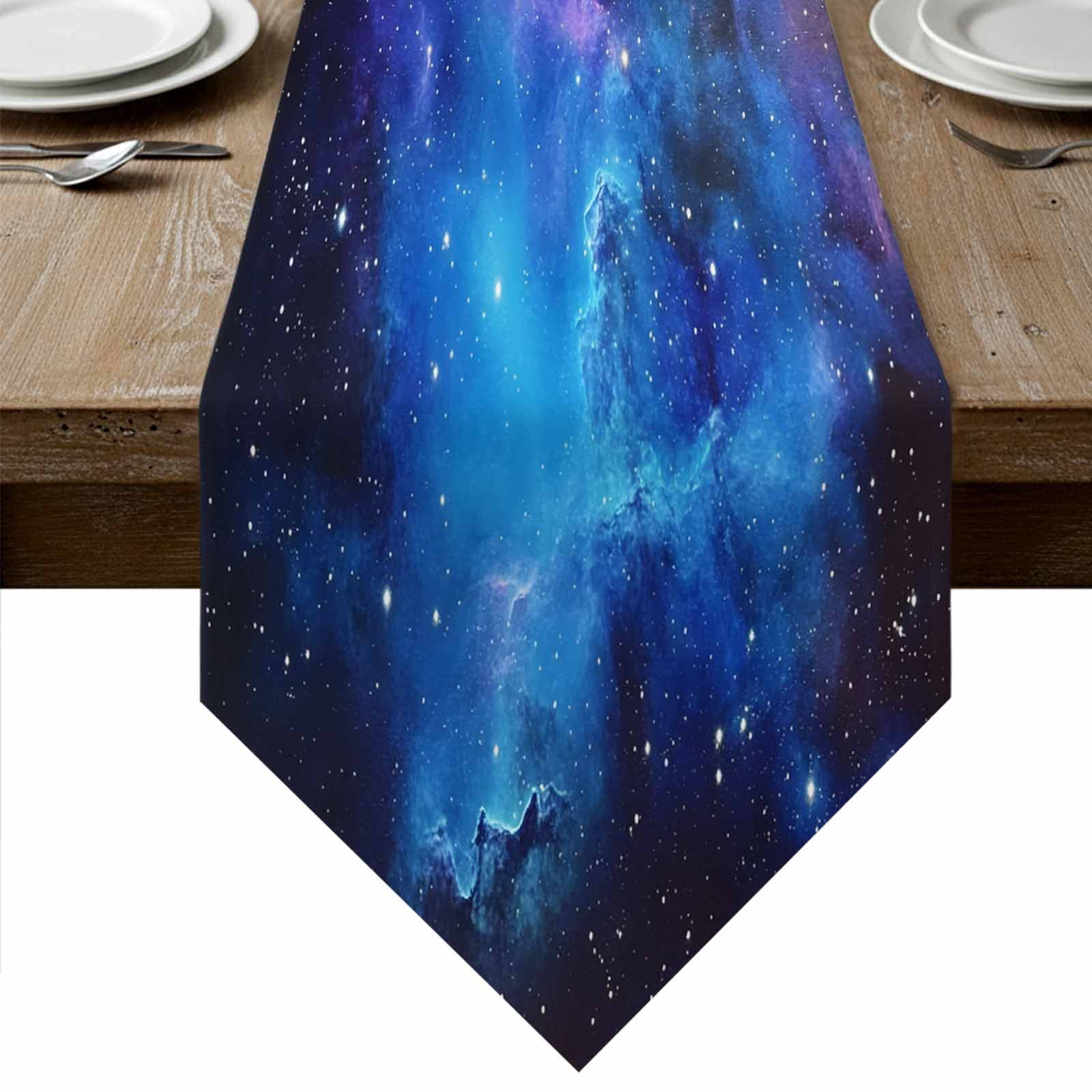 Blue Purple Sky Table Runner Linen Burlap Table Runner 48 Inches Long ...