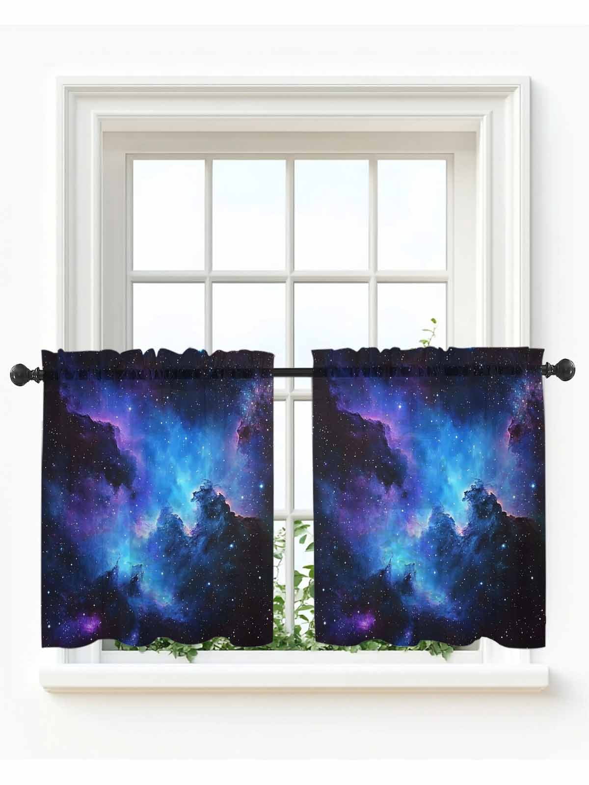 Blue Purple Sky Tier Curtains 24 Inch Length, Sheer Curtains for ...
