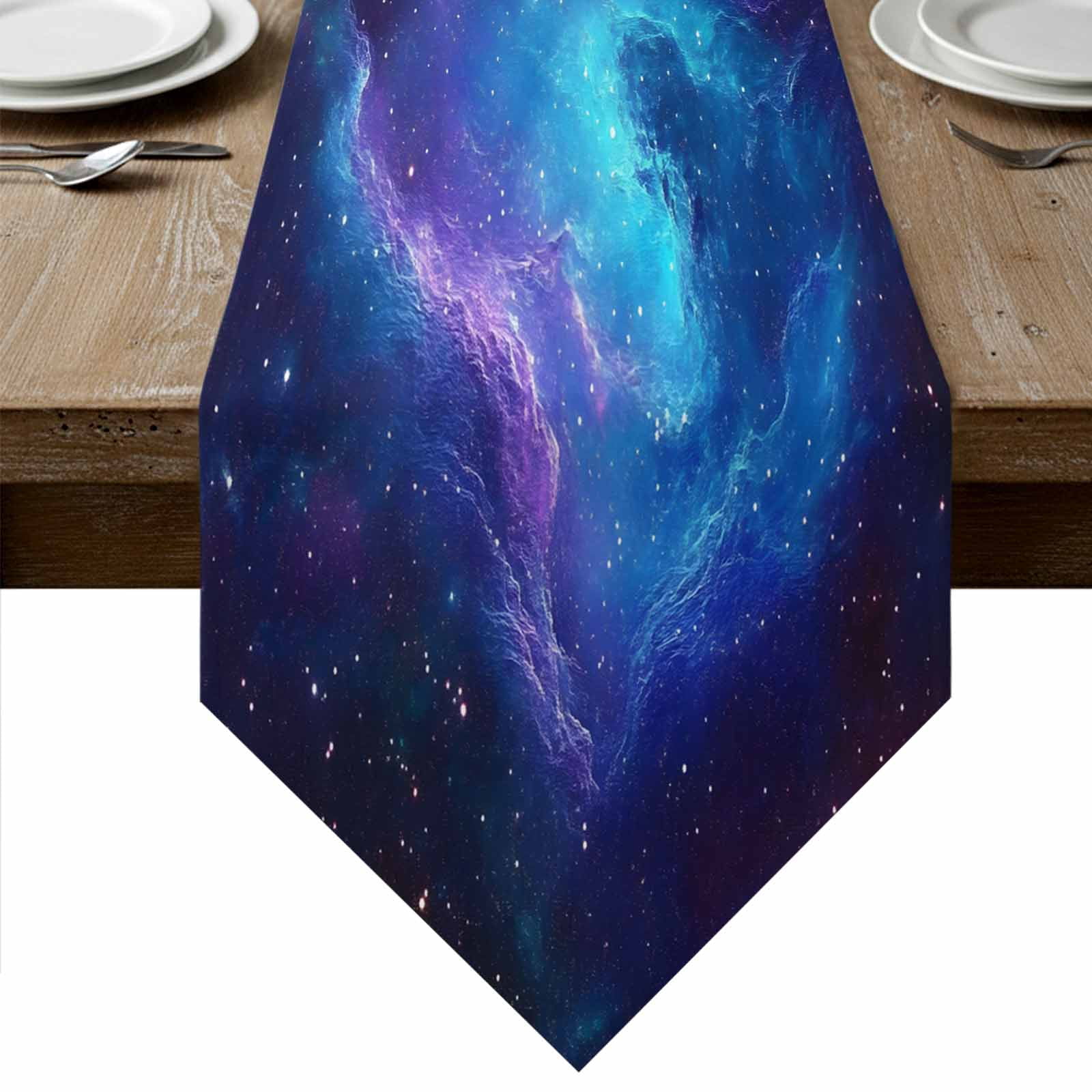Blue Purple Space Table Runner Linen Burlap Table Runner 70 Inches Long ...