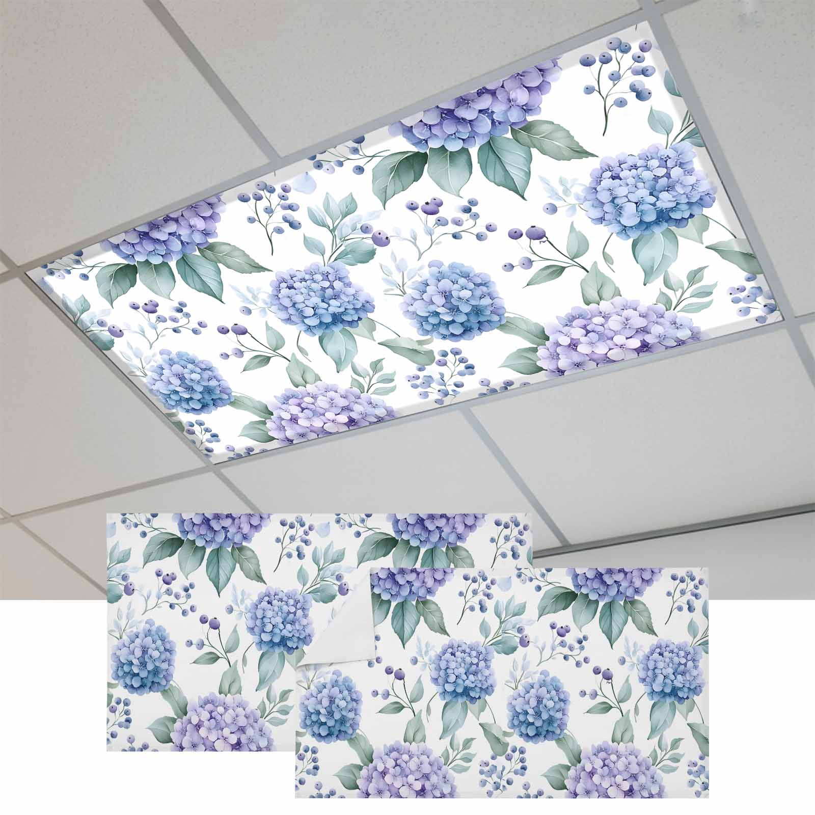 Blue Purple Spring Floral Fluorescent Light Covers, Summer Botanical ...