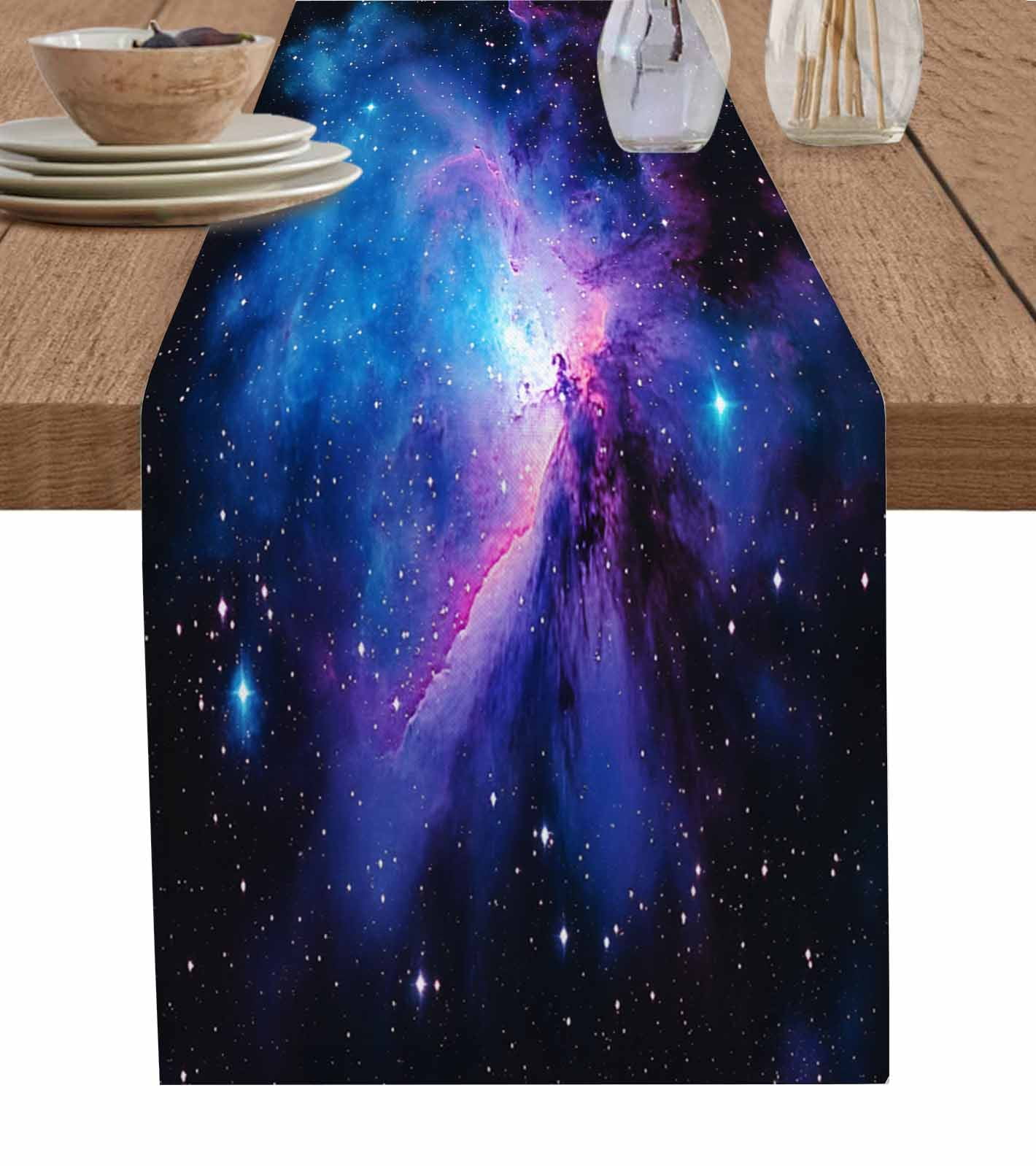 Blue Purple Stars Burlap Cotton Table Runner 16x72 Inches Long ...