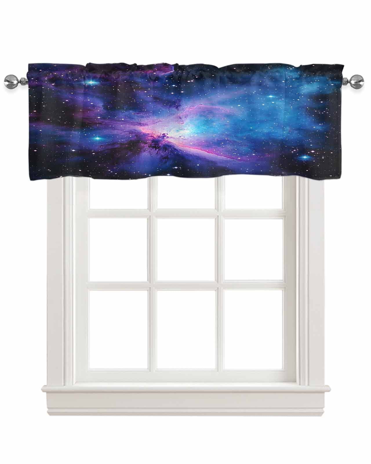 Blue Purple Stars Kitchen Valances for Windows Farmhouse Linen Window ...