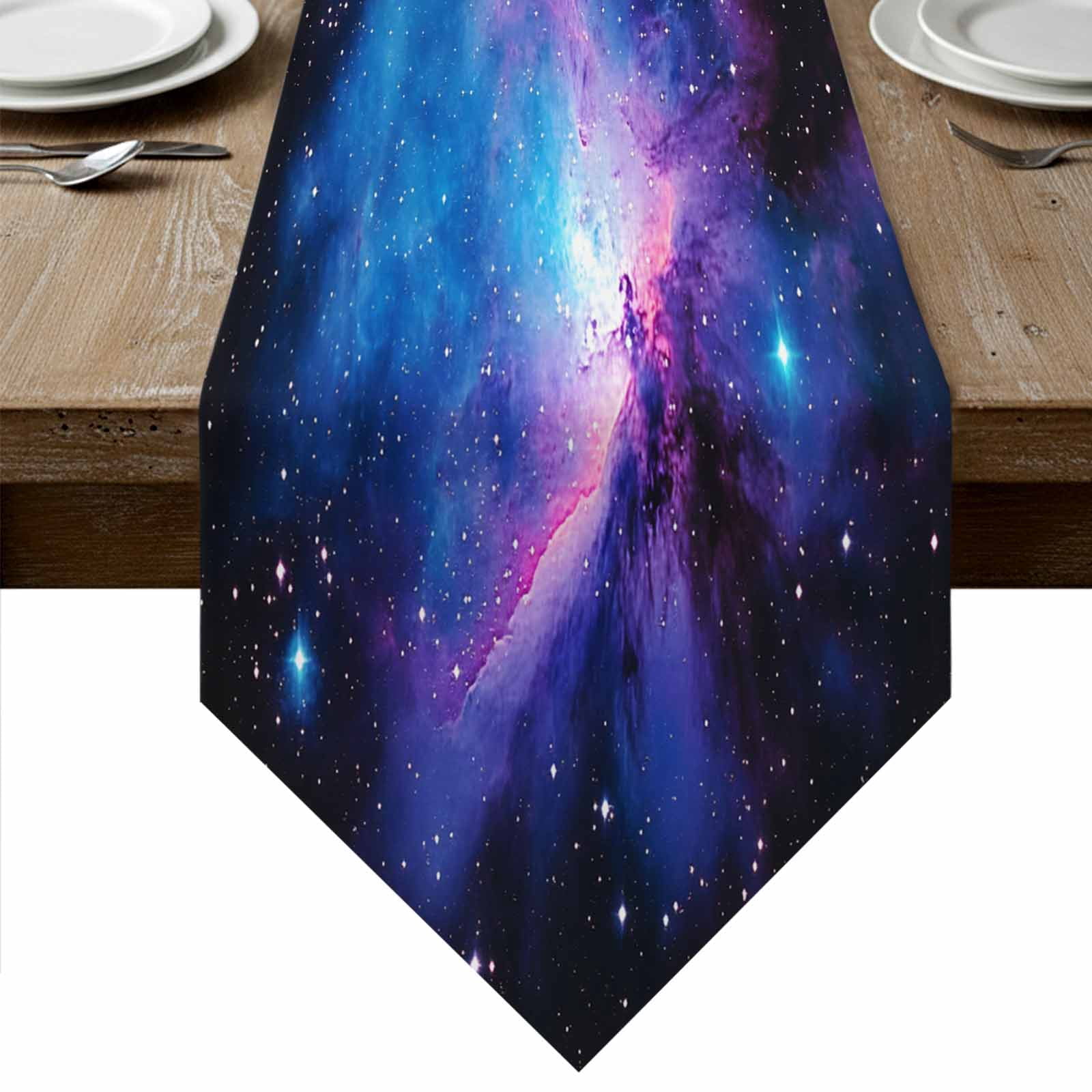 Blue Purple Stars Table Runner Linen Burlap Table Runner 60 Inches Long ...