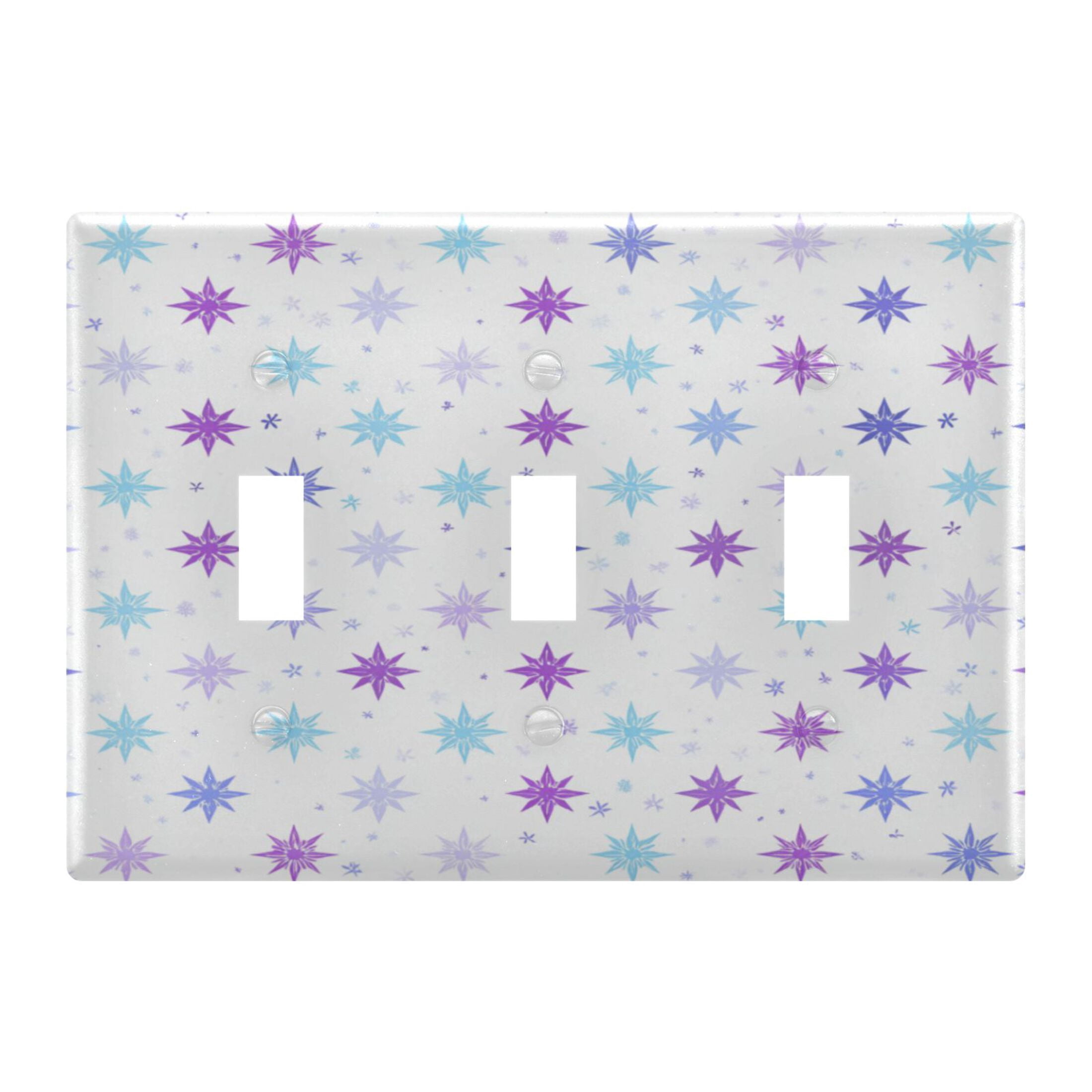 Blue Purple Stars on White Background Light Switch Cover Electrical ...