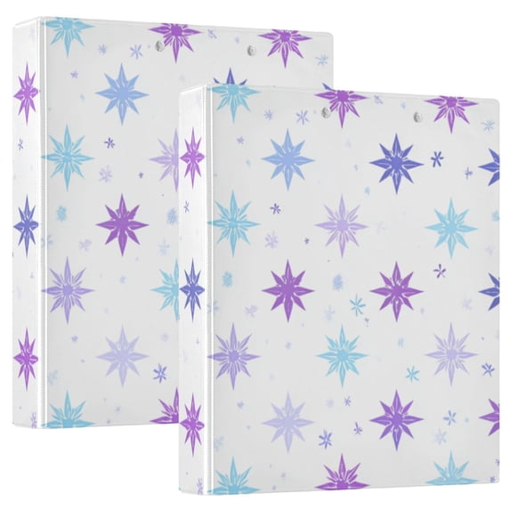 Blue Purple Stars on White Background Round Ring Binder 3 Rings 1.5 ...