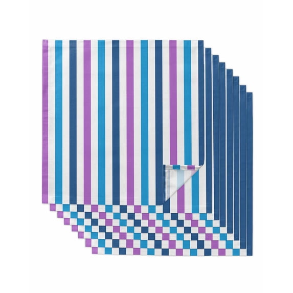 Blue Purple Stripe Cloth Napkins Set of 8 Reusable Dinner Napkins ...
