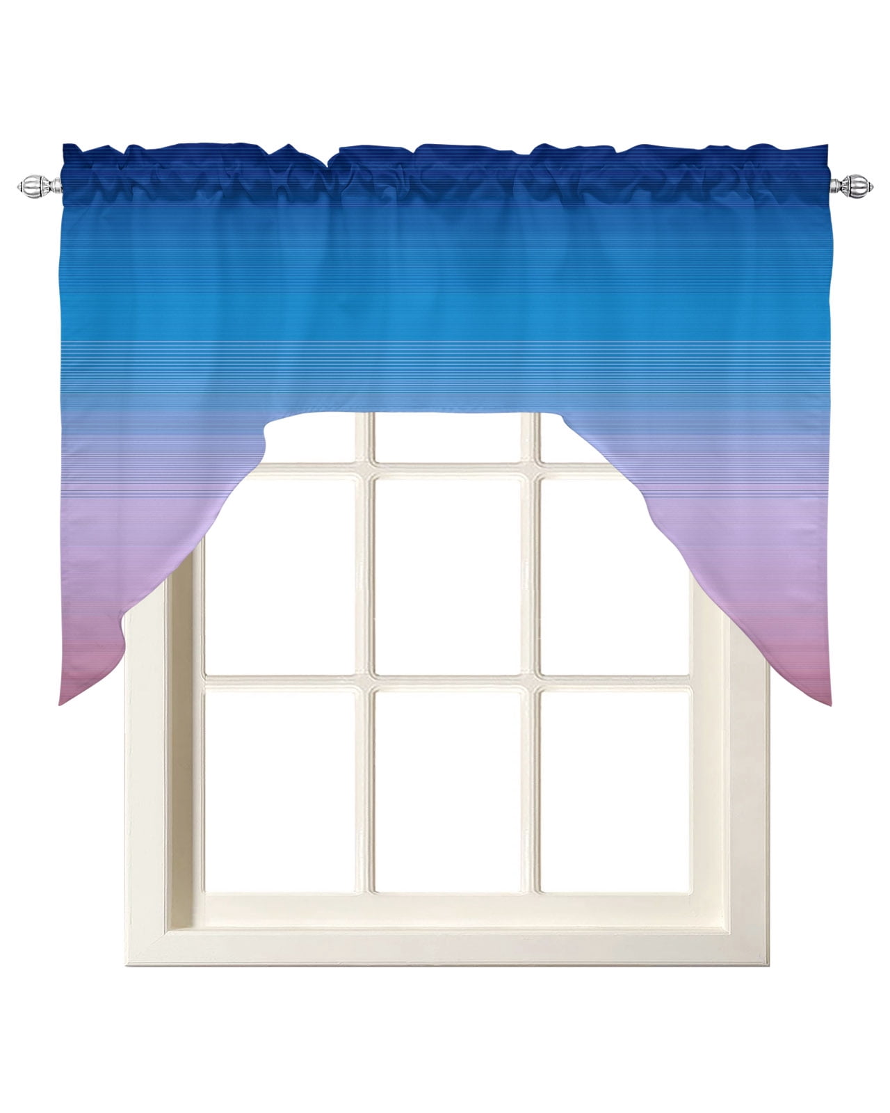 Blue Purple Striped Swag Valances for Windows, Vintage Stripes ...