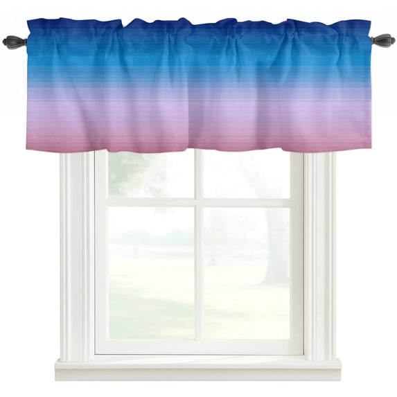 Blue Purple Striped Valances for Windows Farmhouse Kitchen Curtains ...