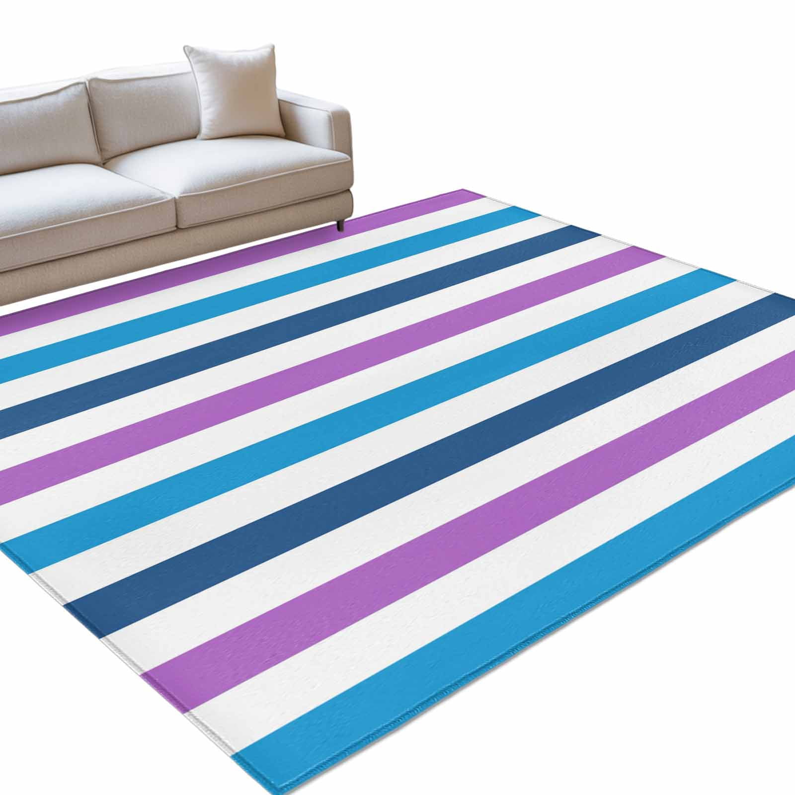 Blue Purple Striped Washable Rug 4x6 Area Rug for Living Room Bedroom ...