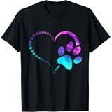 Blue Purple Teal Dog paw print paws heart design dog lovers T-Shirt ...