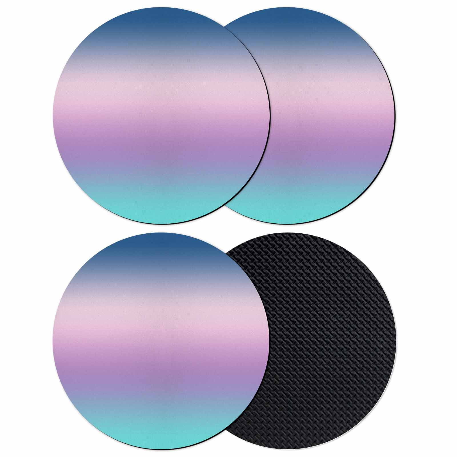 Blue Purple Teal Ombre Cream Coasters Set of 4, Modern Abstract Art ...
