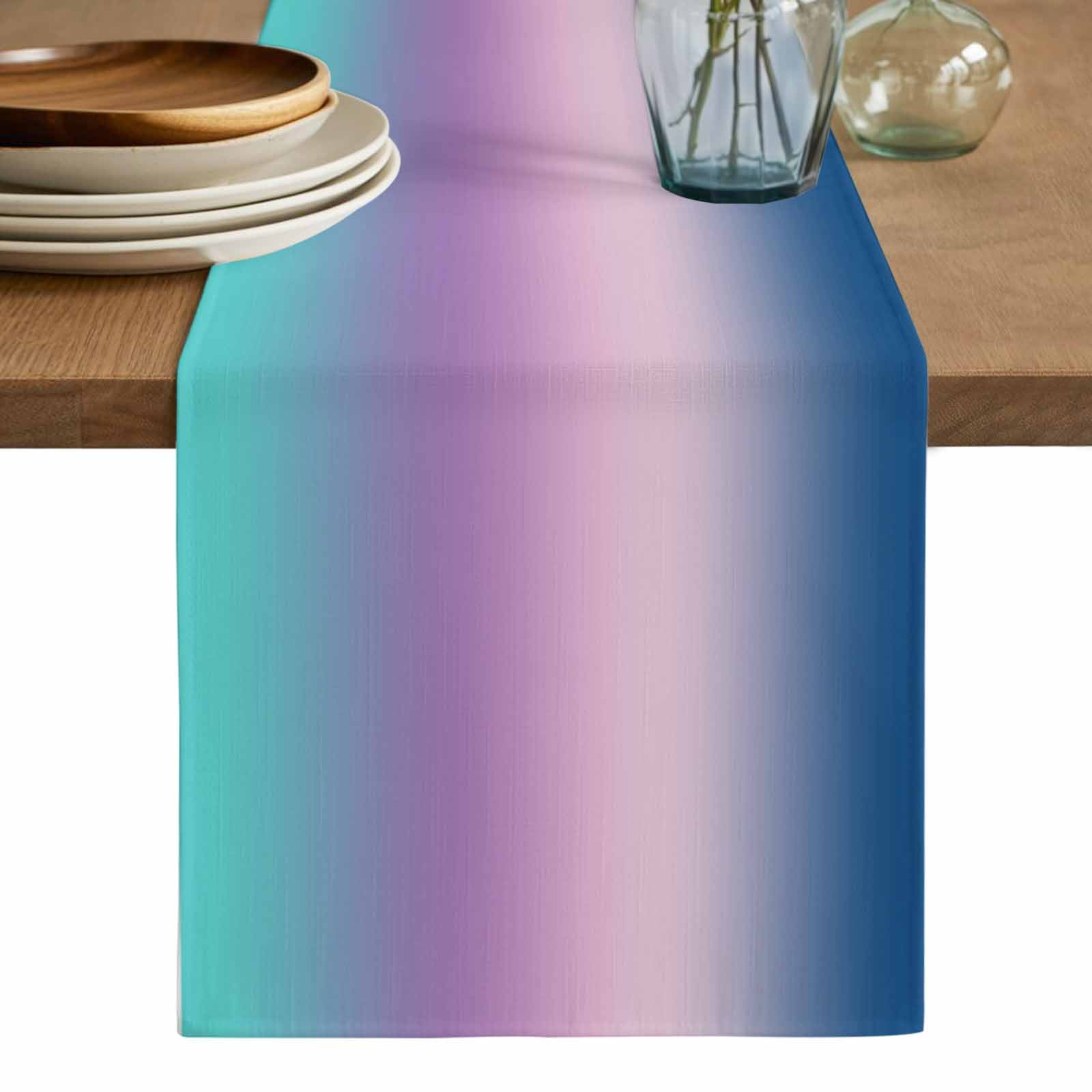 Blue Purple Teal Ombre Cream Table Runner, Modern Abstract Art ...