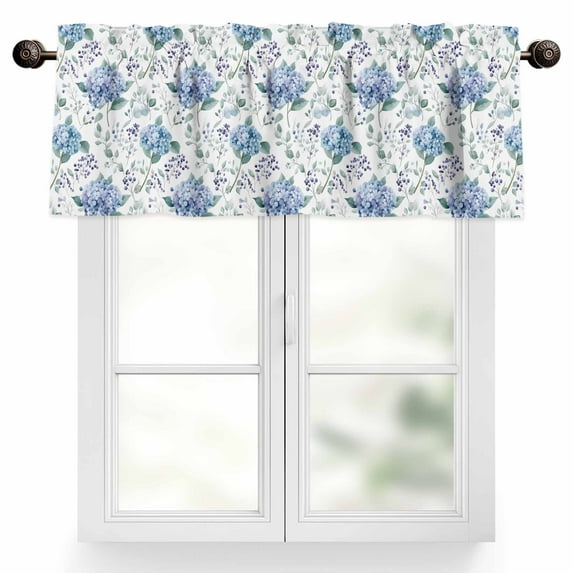 Blue Purple Valances for Windows, 42 x 12in, Hydrangea Floral Fruit ...