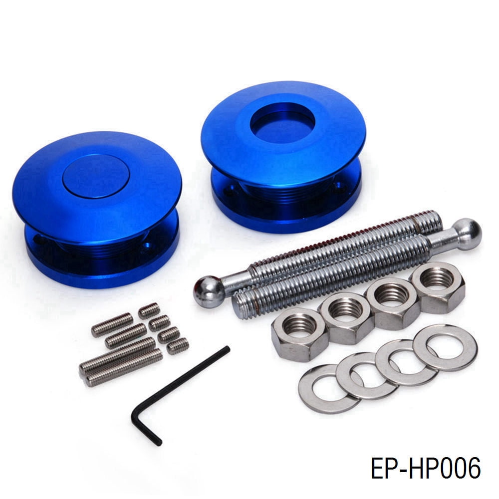 Blue-Push Button Billet Hood Pins Lock Clip Kit Car Quick Latch EP ...