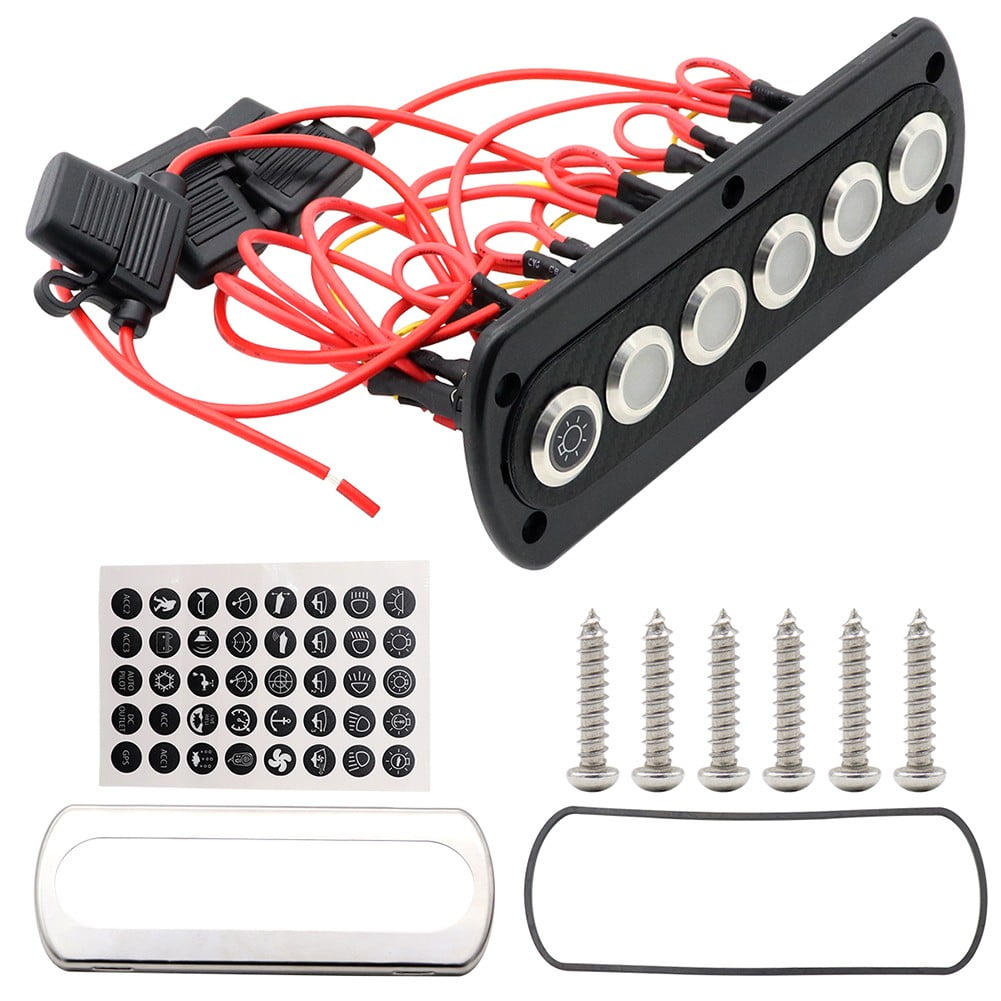 Blue Push Button Switch 12V For Smart Board 6 Gang Switch Panel For Rv ...