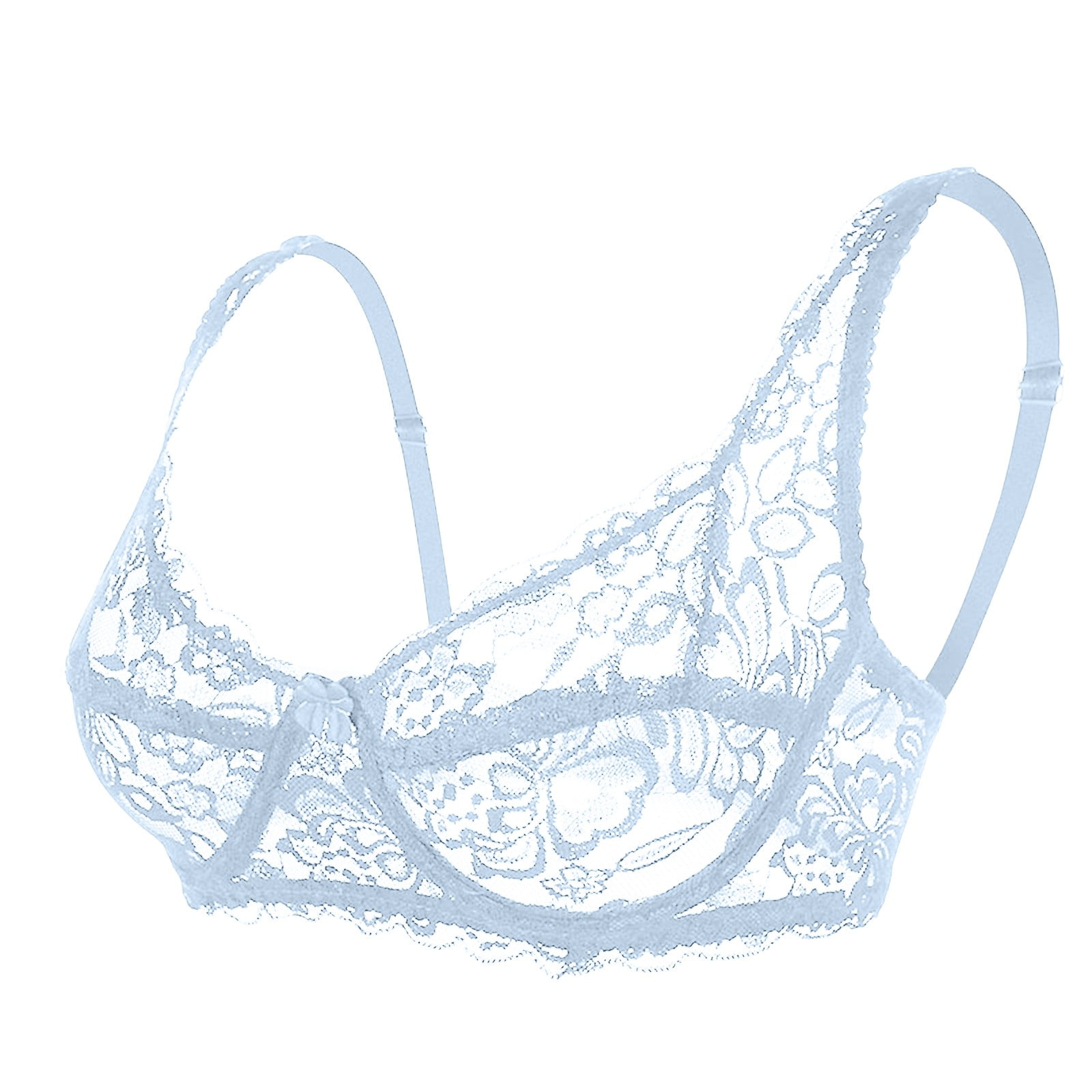 Blue Push Up Bras for Womens Underwire Bra Lace Floral Bra Unlined ...