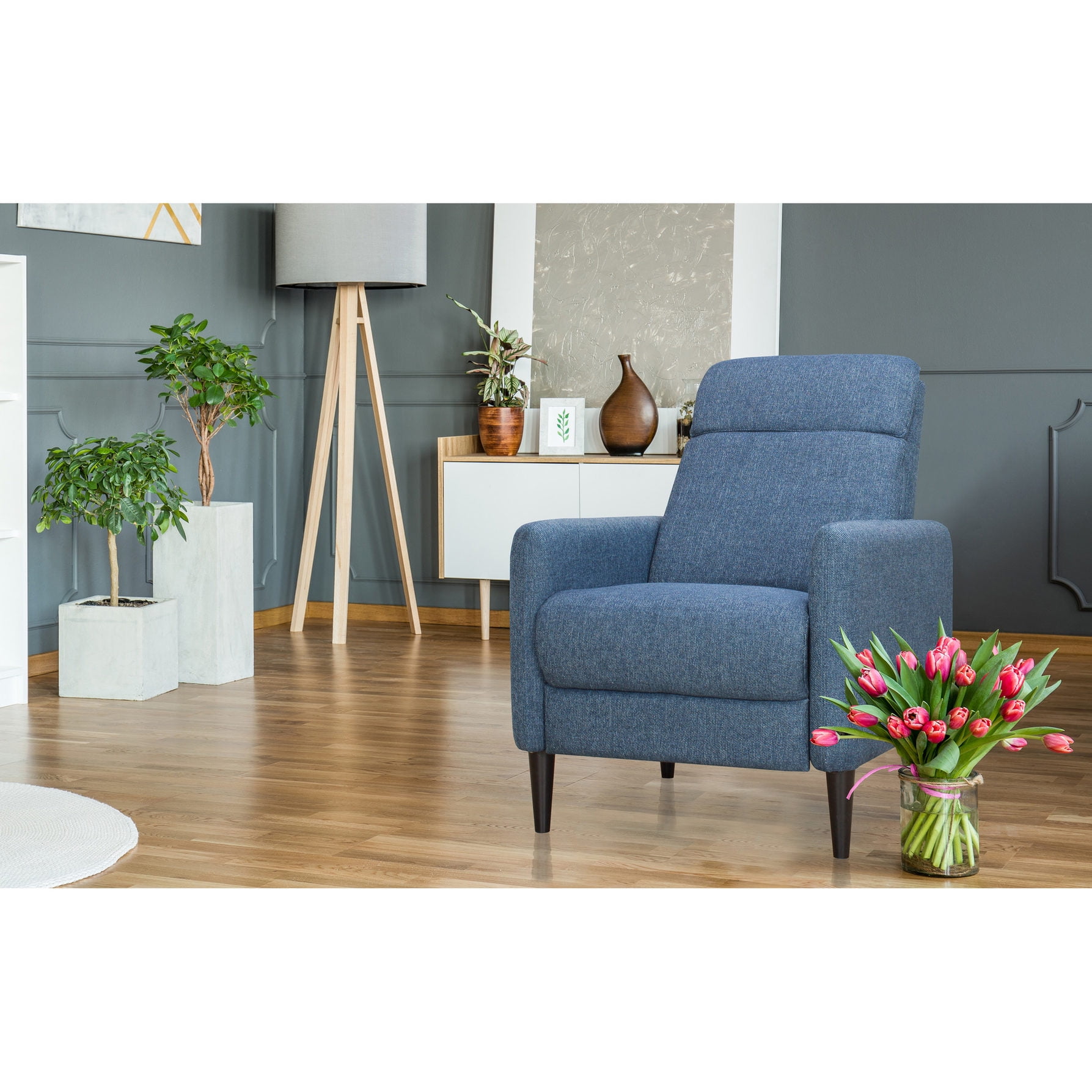 Blue - Pushback Reclining Design - Reading a Book - Comfortable Reading ...