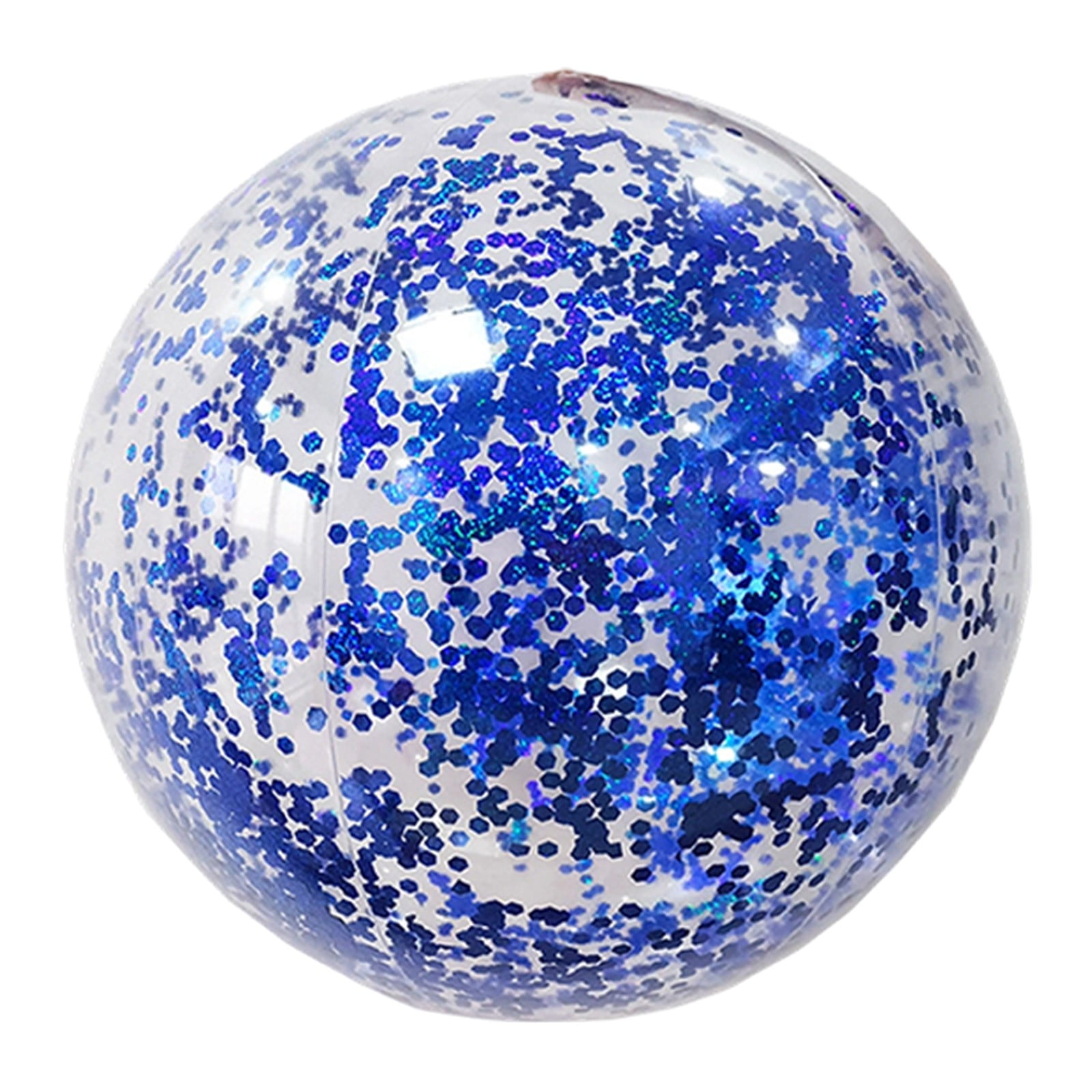 Blue Pvc Inflatable Beach Ball Glitter Transparent Water Play Toy 15.74 ...