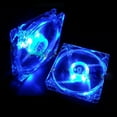 Blue Quad 4-LED Light Neon Clear 120mm PC Computer Case Cooling Fan Mod ...