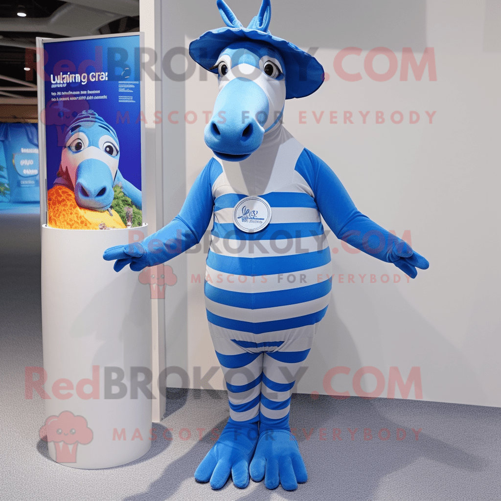 Blue Quagga REDBROKOLY mascot costume character dressed with a One ...