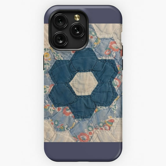 Blue Quilt Flower Floral Pattern Design iPhone Case 17 11 12 13 14 15 ...