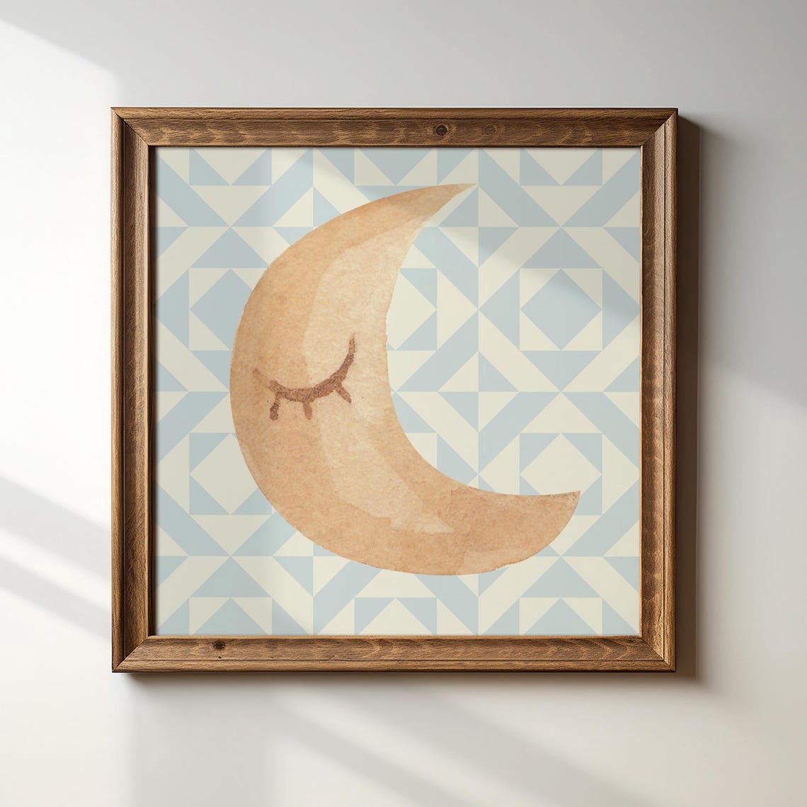 Blue Quilted Goodnight Moon Print, Instant Trendy Decor, Living Room ...