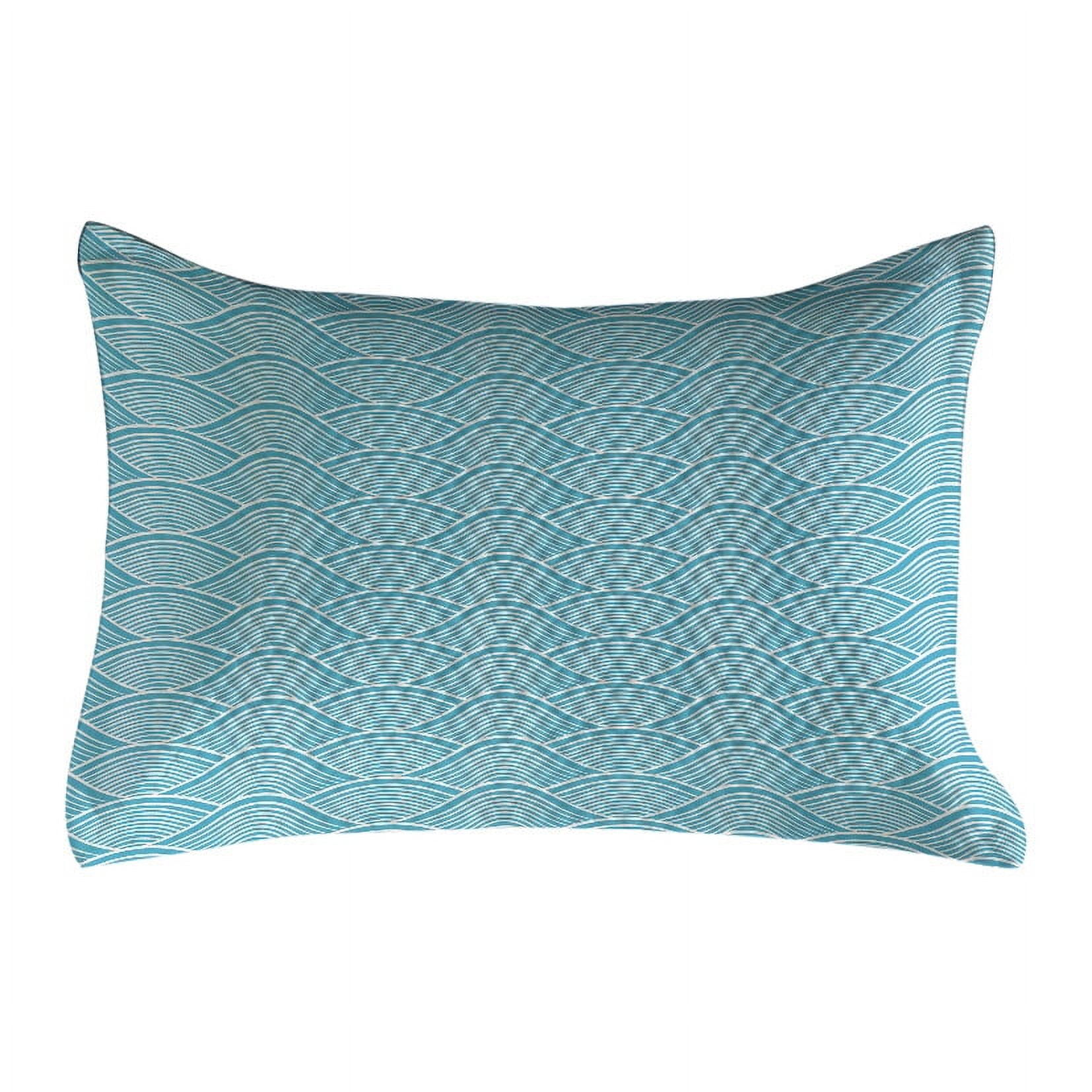 Blue Quilted Pillowcover, Ocean Inspired Waves Pattern with Japanese ...