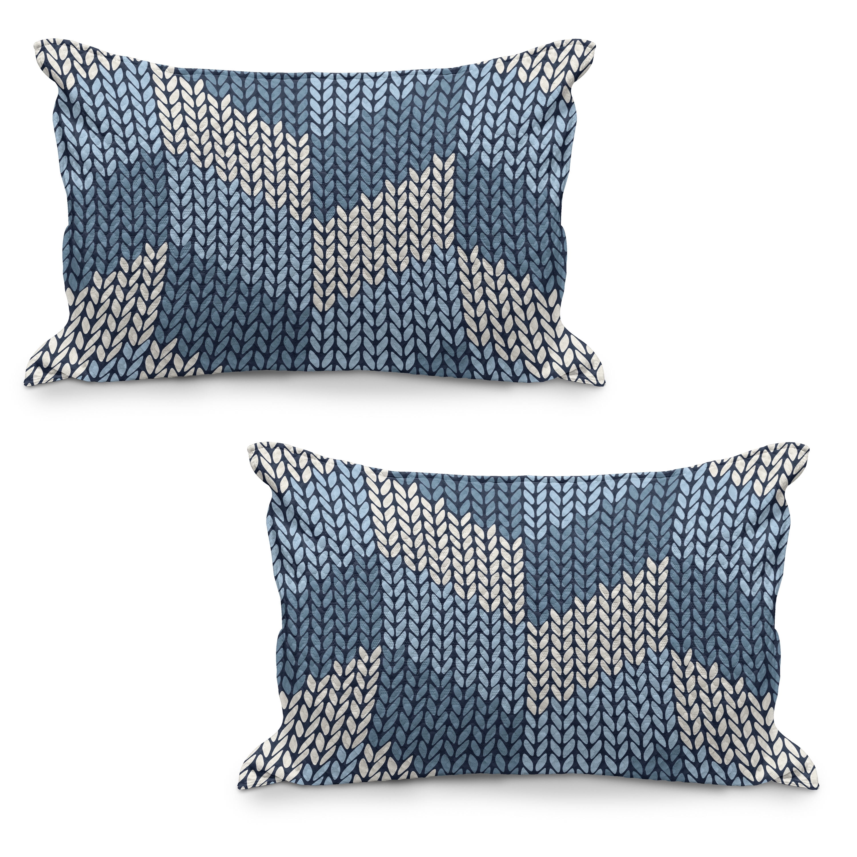 Blue Quilted Pillowcover Set of 2, Nordic Scandinavian Cultural Pattern ...