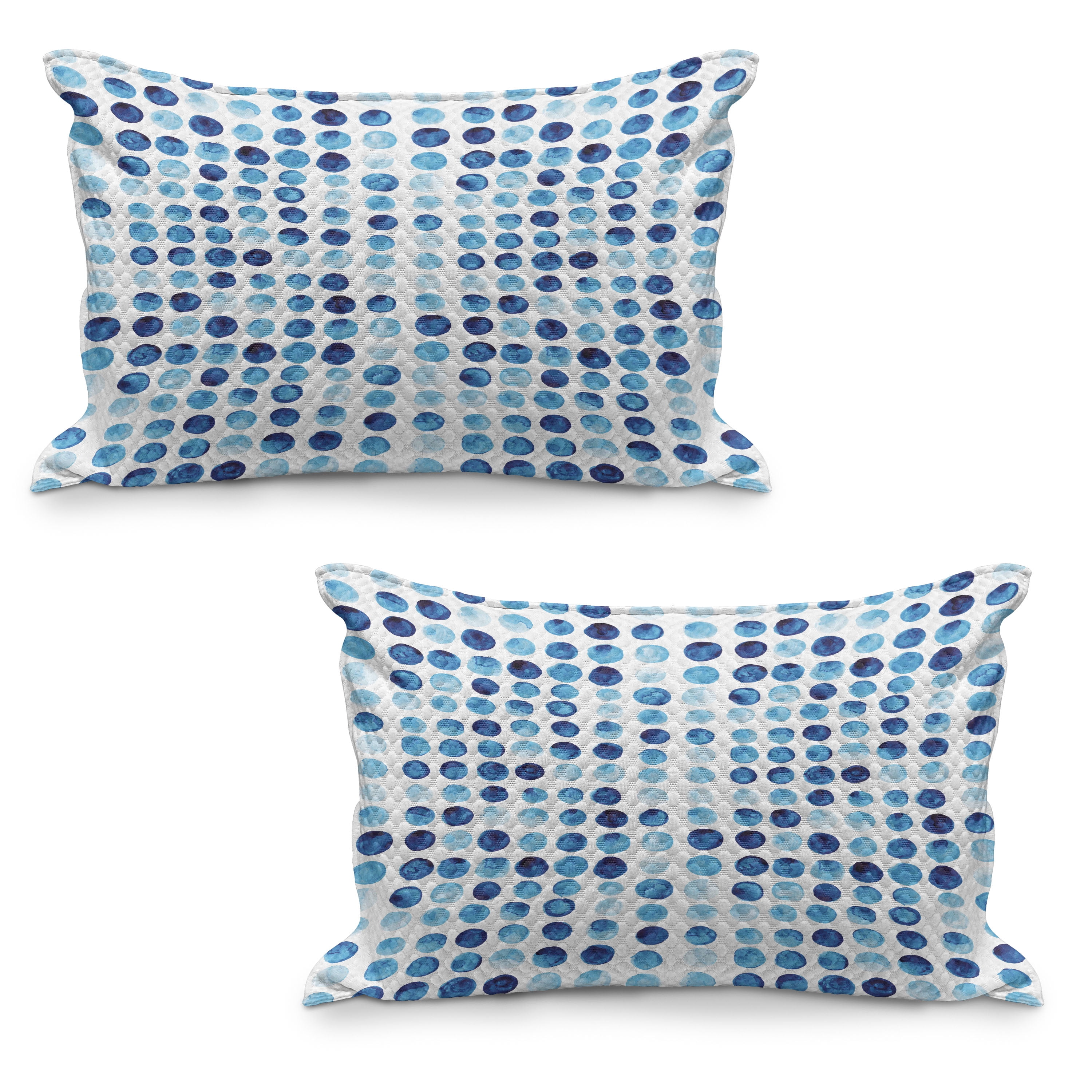 Blue Quilted Pillowcover Set of 2, Retro Hand Drawn Circles Rounds ...