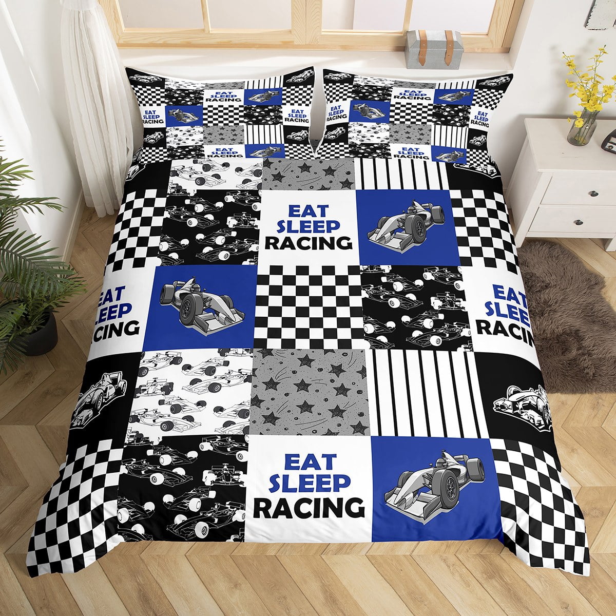Blue Race Car Bedding Set Racing Cool Speed Duvet Cover Extreme Sports ...