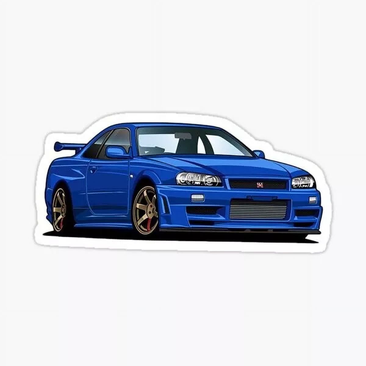 Blue Race Car Cars Enthusiast Gtr Vehicle Sticker Car Phone Decal Water Bottle Stickers Car ...