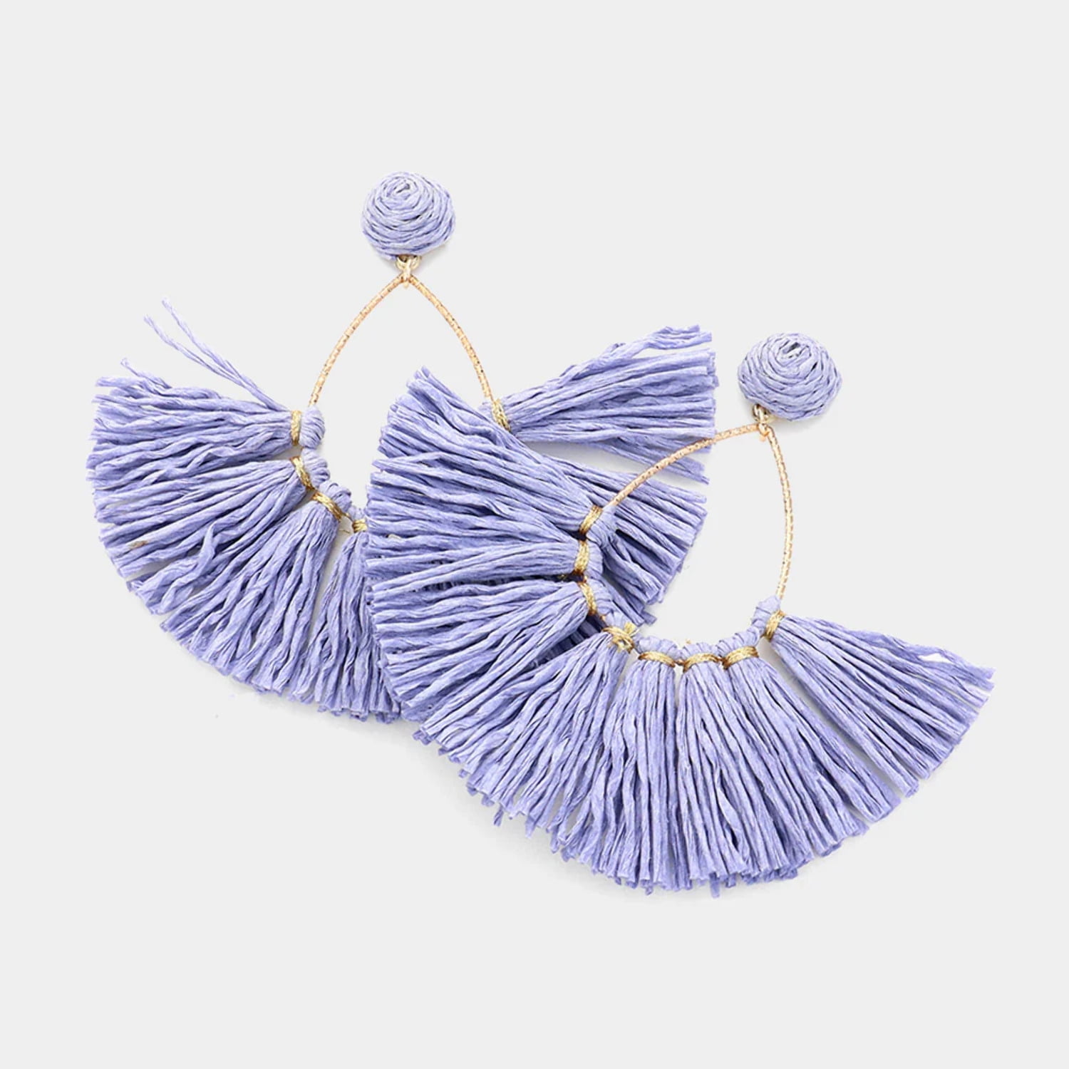 Blue Raffia Fringe Fan Dangle Earrings - Walmart.com