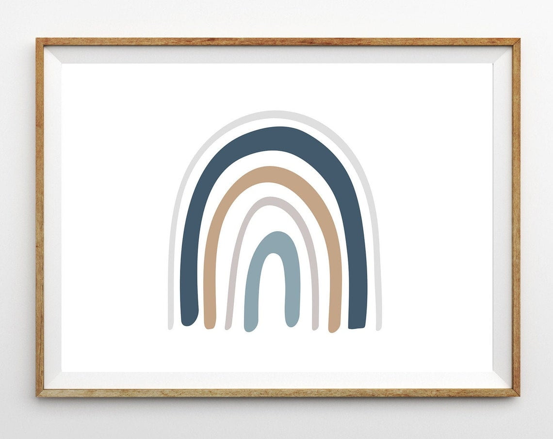 Blue Rainbow Art Print Modern Nursery Decor Boys Room Wall Art Rainbow ...