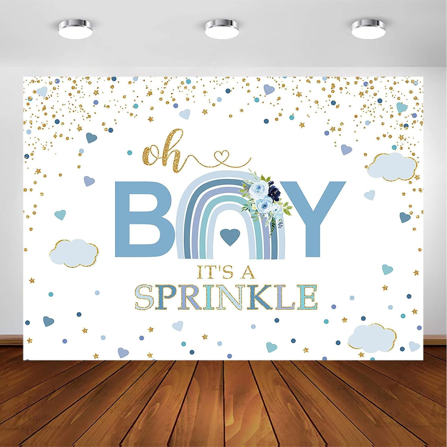 Blue Rainbow Baby Shower Backdrop for Boy Rainbow Baby Sprinkle ...