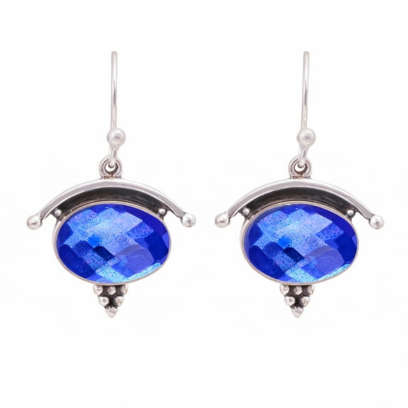 Blue Rainbow Mystic Fire Topaz 925 Sterling Silver Earring, 14X10 mm ...