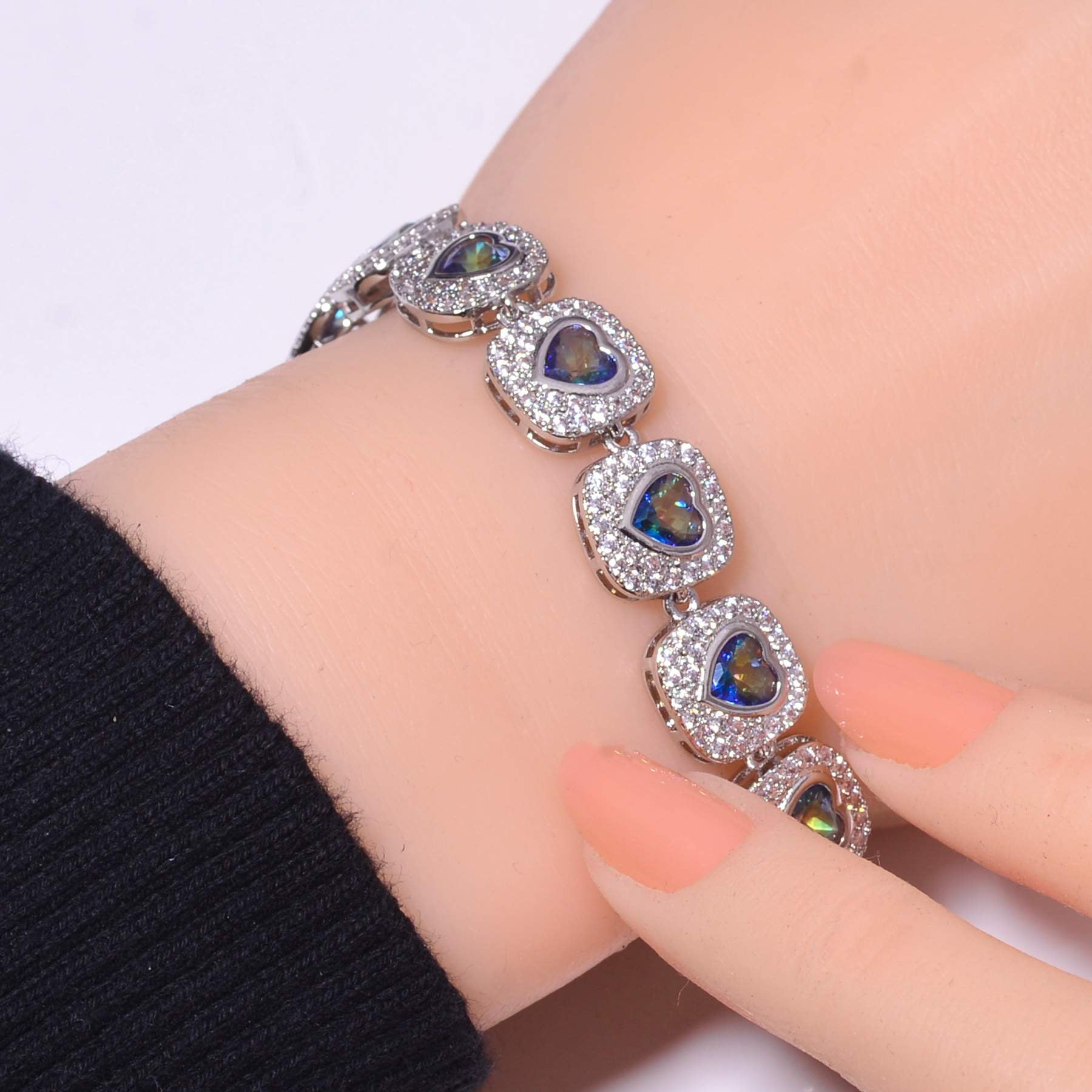 Blue Rainbow Mystic Fire Topaz & Cz925 Sterling Silver Tennis Bracelet ...