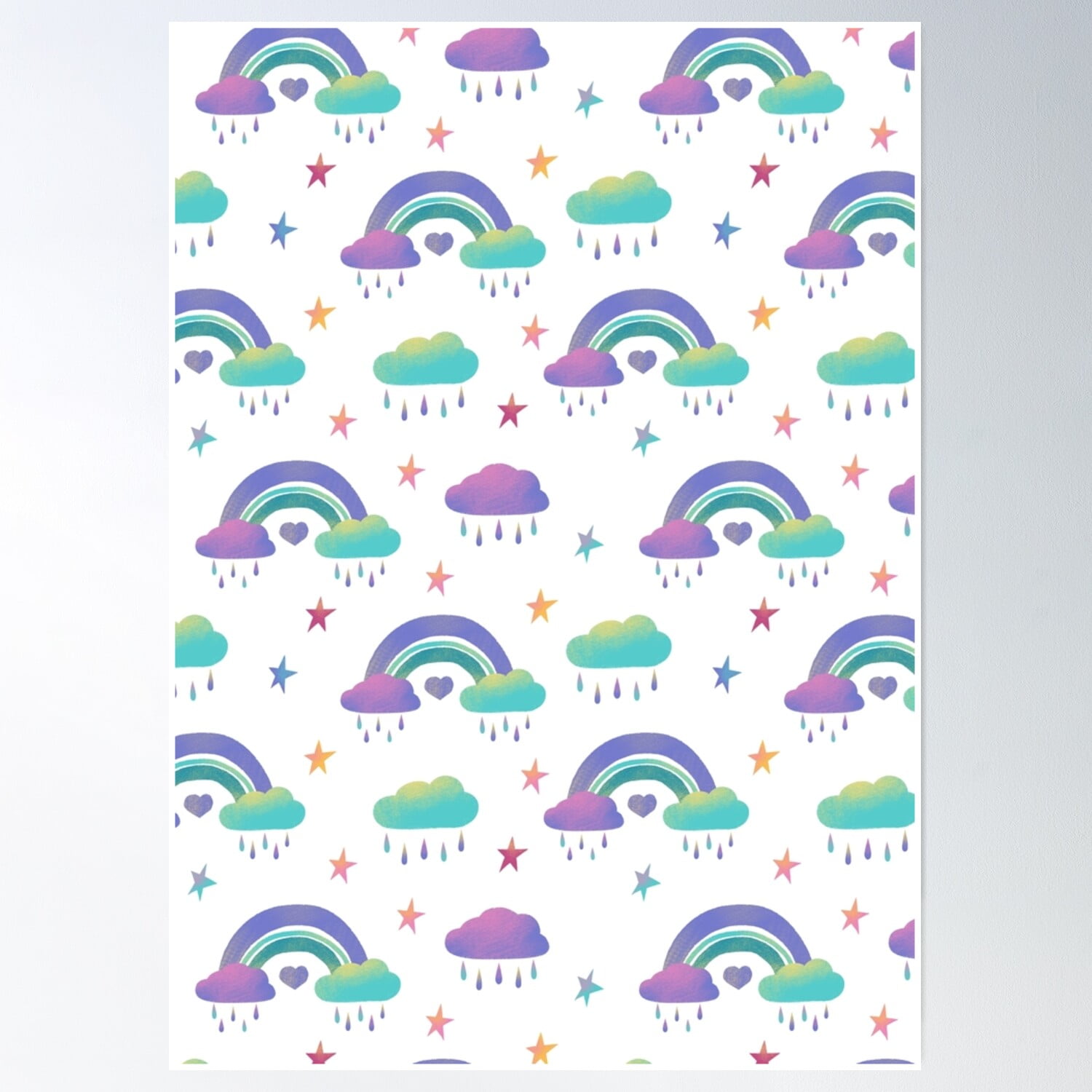 Blue Rainbow Pattern Poster Wall Art, Modern Wall Decor, 12x18 UNFRAMED ...