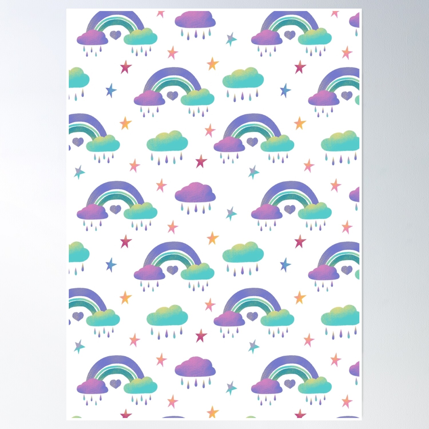 Blue Rainbow Pattern Poster Wall Art, Modern Wall Decor, 24x36 UNFRAMED ...