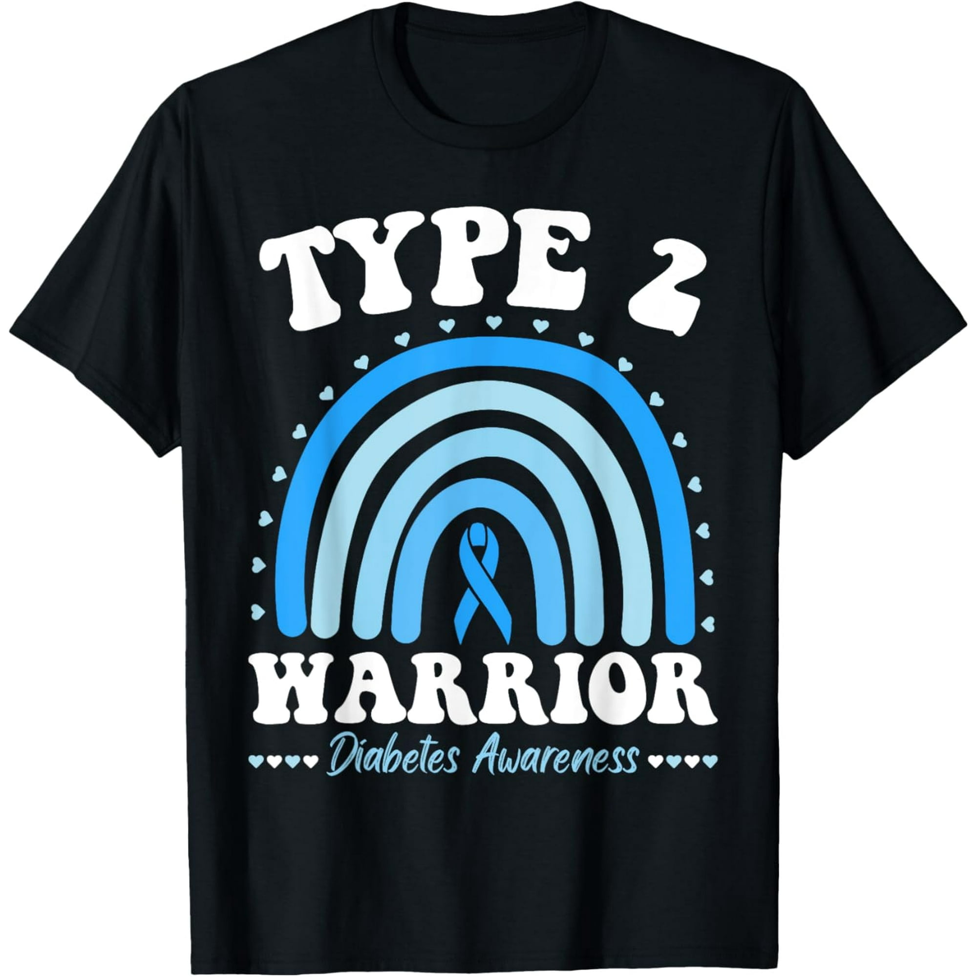 Blue Rainbow Type 2 Diabetes Awareness Warrior Men Women Graphic Tee ...