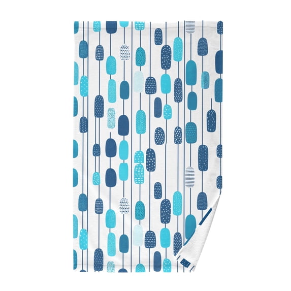 Blue Raindrops on White Bath Towel 100% Cotton Soft Thick High ...