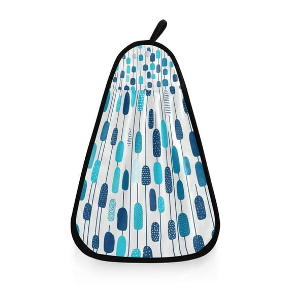 Blue Raindrops on White Hand Towel Quick Drying Home Storage Kitchen ...