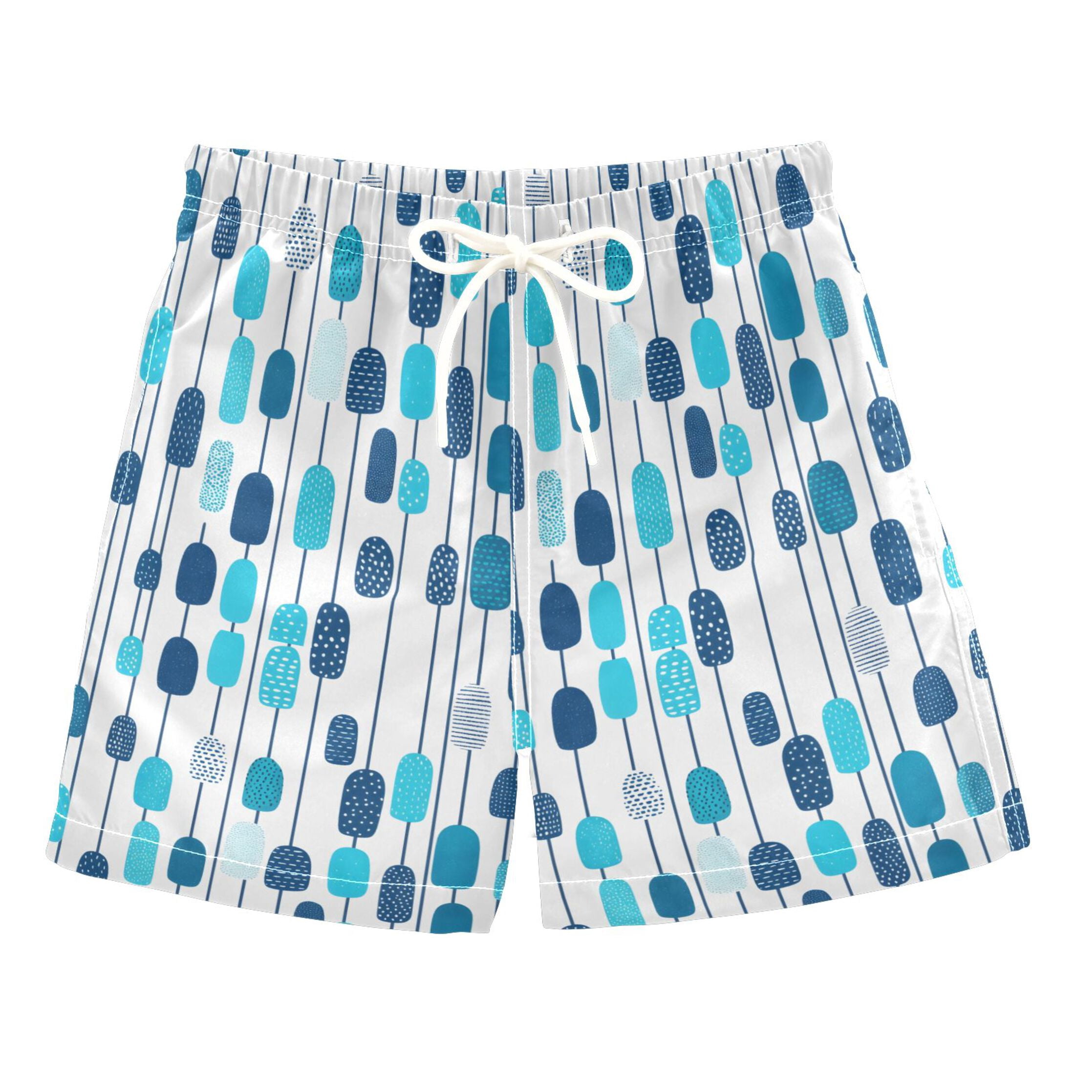 Blue Raindrops on White Swim Trunks Quick Dry Beach Pool Board Shorts ...