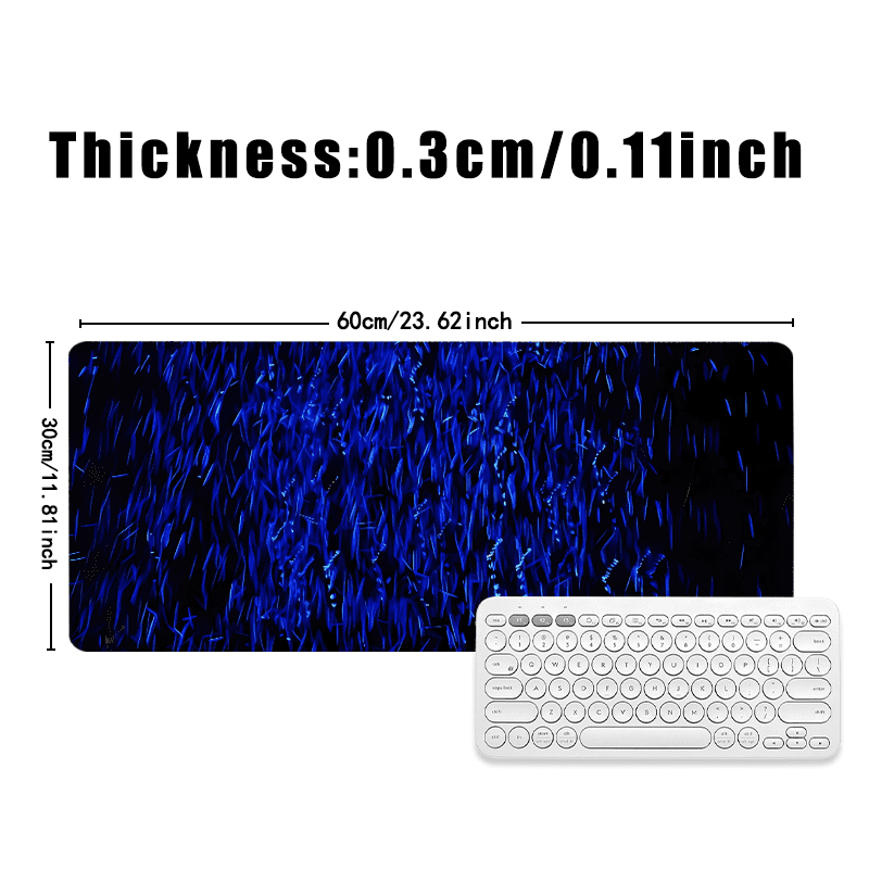 Blue Rainfall Pattern Mouse Pad 31.5 x 11.82 inches Rubber Desk Mat for ...