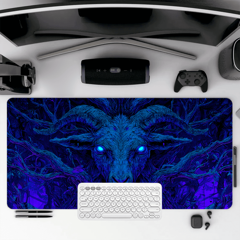 Blue Ram Fantasy Art Mouse Pad 35.4 x 15.8 inches Rubber Desk Mat for ...