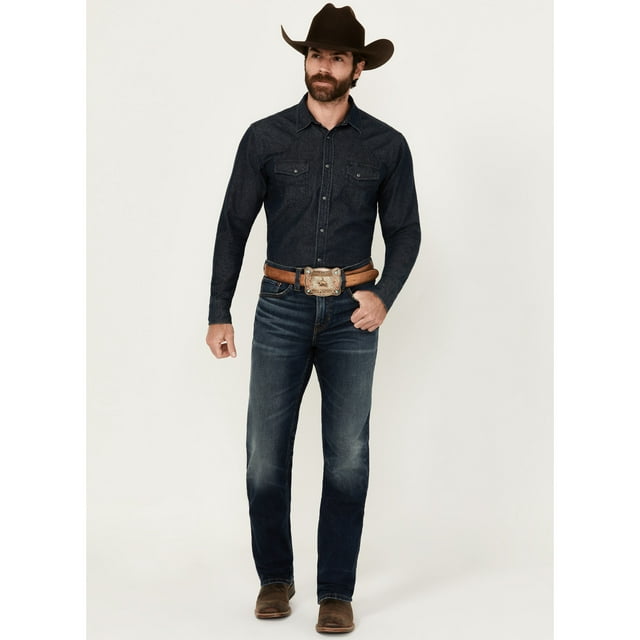 Blue Ranchwear Men's Bandera Dark Wash Slim Straight Stretch Denim ...