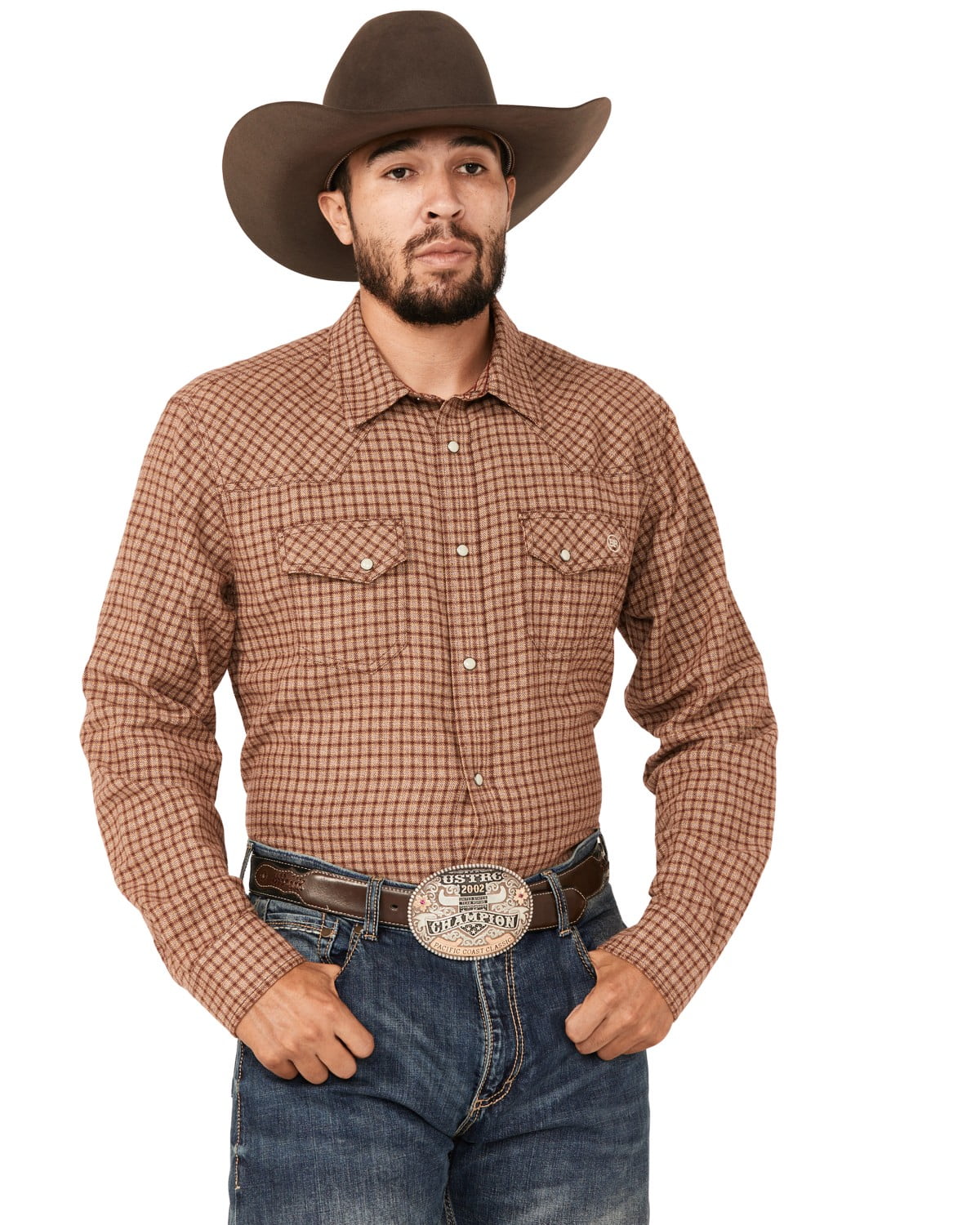 Blue Ranchwear Men's Decatur Checkered Print Long Sleeve Snap Work ...